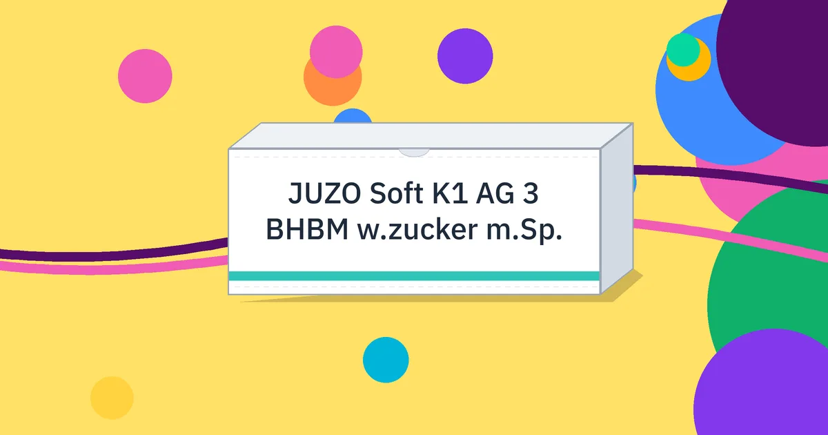 Symbolbild: Packung mit der Aufschrift JUZO Soft K1 AG 3 BHBM w.zucker m.Sp. (PZN 14862627) – Verfügbarkeit und Bezug in Apotheken in Frankfurt am Main