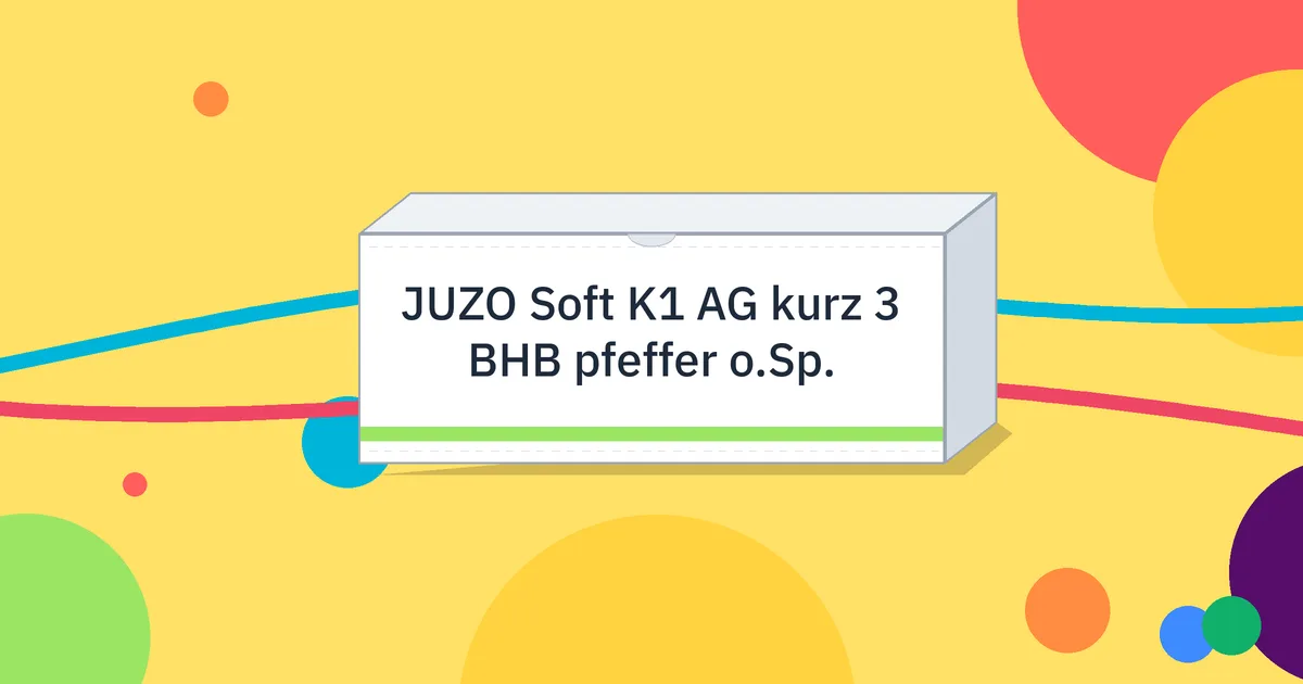 Symbolbild: Packung mit der Aufschrift JUZO Soft K1 AG kurz 3 BHB pfeffer o.Sp. (PZN 14822680) – Verfügbarkeit und Bezug in Apotheken in Frankfurt am Main
