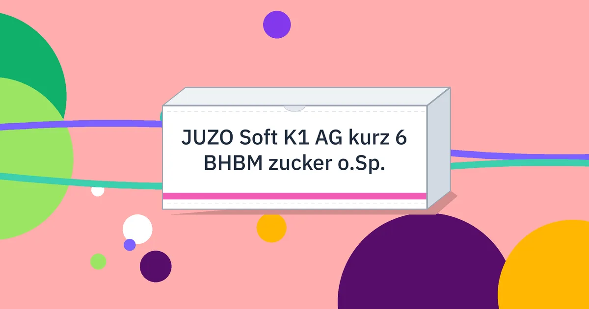 Symbolbild: Packung mit der Aufschrift JUZO Soft K1 AG kurz 6 BHBM zucker o.Sp. (PZN 14857402) – Verfügbarkeit und Bezug in Apotheken in Frankfurt am Main