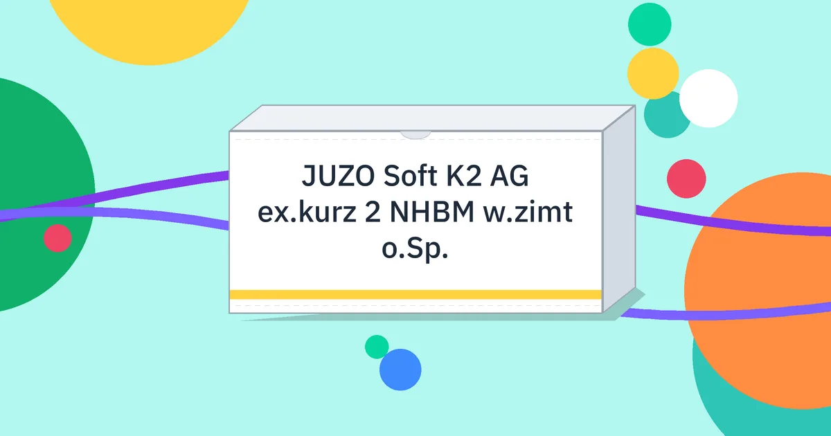 Symbolbild: Packung mit der Aufschrift JUZO Soft K2 AG ex.kurz 2 NHBM w.zimt o.Sp. (PZN 15002111) – Verfügbarkeit und Bezug in Apotheken in Frankfurt am Main