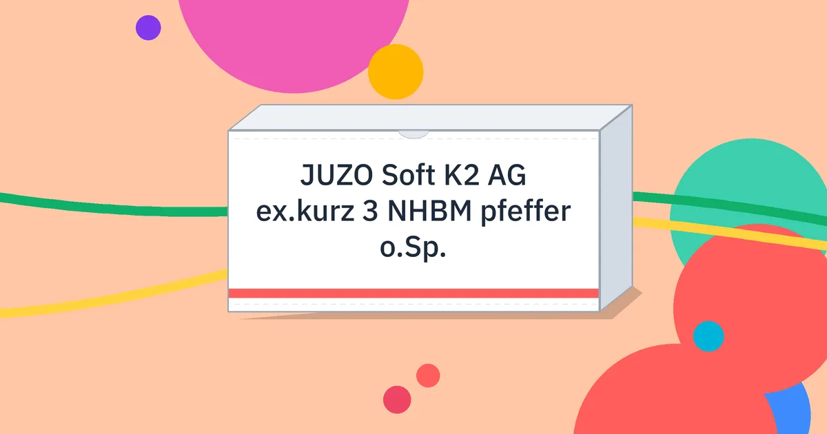 Symbolbild: Packung mit der Aufschrift JUZO Soft K2 AG ex.kurz 3 NHBM pfeffer o.Sp. (PZN 15022088) – Verfügbarkeit und Bezug in Apotheken in Frankfurt am Main