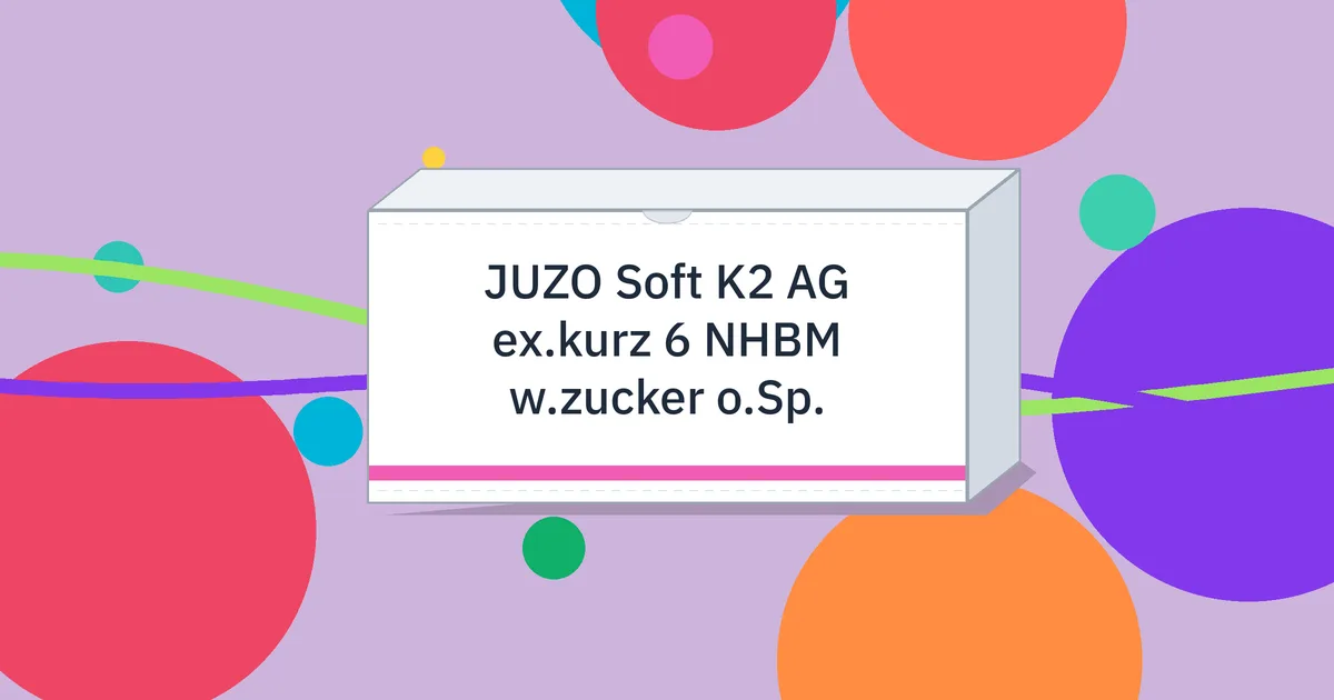 Symbolbild: Packung mit der Aufschrift JUZO Soft K2 AG ex.kurz 6 NHBM w.zucker o.Sp. (PZN 15022935) – Verfügbarkeit und Bezug in Apotheken in Frankfurt am Main