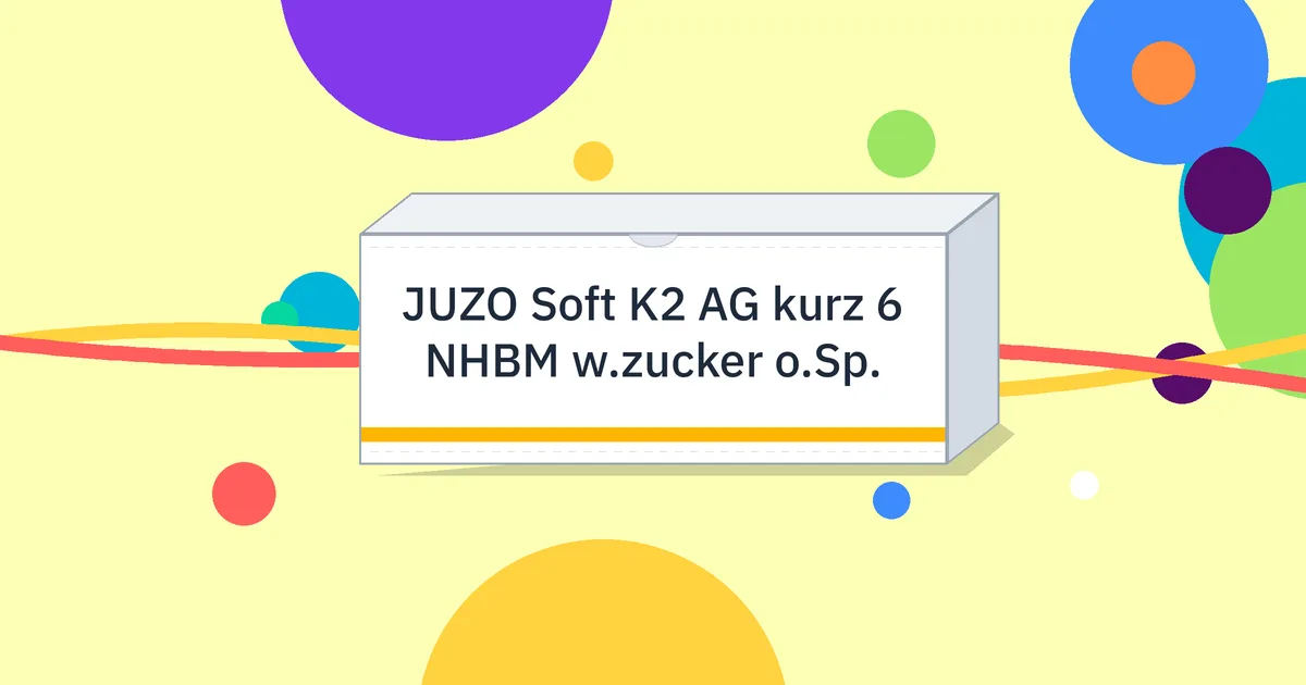 Symbolbild: Packung mit der Aufschrift JUZO Soft K2 AG kurz 6 NHBM w.zucker o.Sp. (PZN 15020913) – Verfügbarkeit und Bezug in Apotheken in Frankfurt am Main