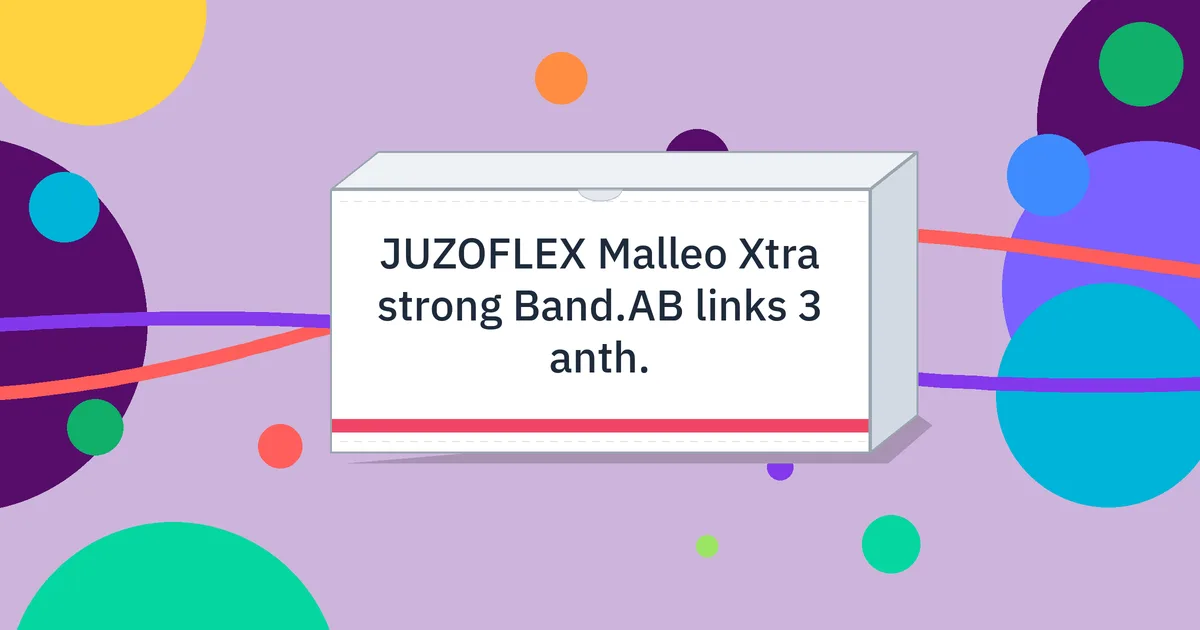 Symbolbild: Packung mit der Aufschrift JUZOFLEX Malleo Xtra strong Band.AB links 3 anth. (PZN 16634793) – Verfügbarkeit und Bezug in Apotheken in Frankfurt am Main