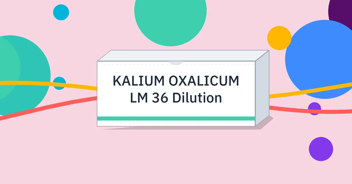 Symbolbild: Packung mit der Aufschrift KALIUM OXALICUM LM 36 Dilution (PZN 12923862) – Verfügbarkeit und Bezug in Apotheken in Frankfurt am Main