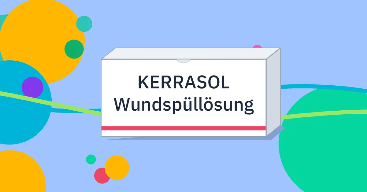 Symbolbild: Packung mit der Aufschrift KERRASOL Wundspüllösung (PZN 18730383) – Verfügbarkeit und Bezug in Apotheken in Frankfurt am Main