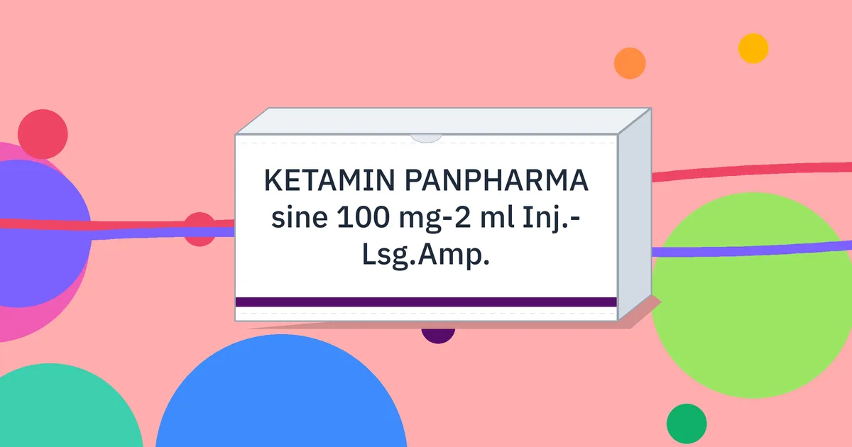 Symbolbild: Packung mit der Aufschrift KETAMIN PANPHARMA sine 100 mg-2 ml Inj.-Lsg.Amp. (PZN 19361953) – Verfügbarkeit und Bezug in Apotheken in Frankfurt am Main