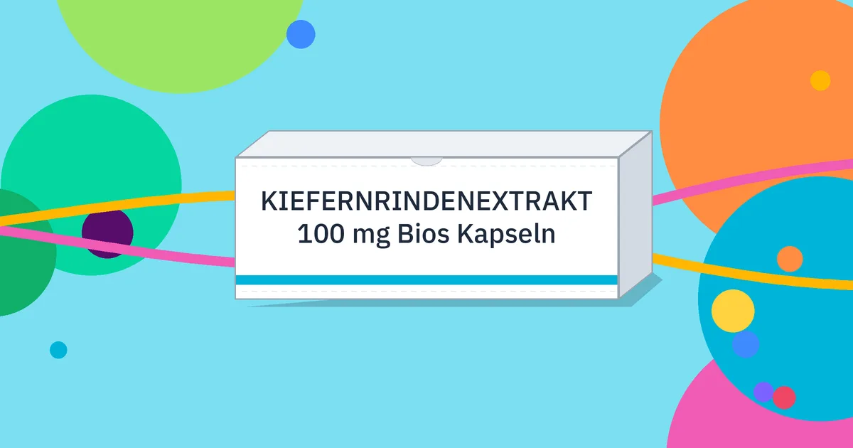 Symbolbild: Packung mit der Aufschrift KIEFERNRINDENEXTRAKT 100 mg Bios Kapseln (PZN 05037634) – Verfügbarkeit und Bezug in Apotheken in Frankfurt am Main