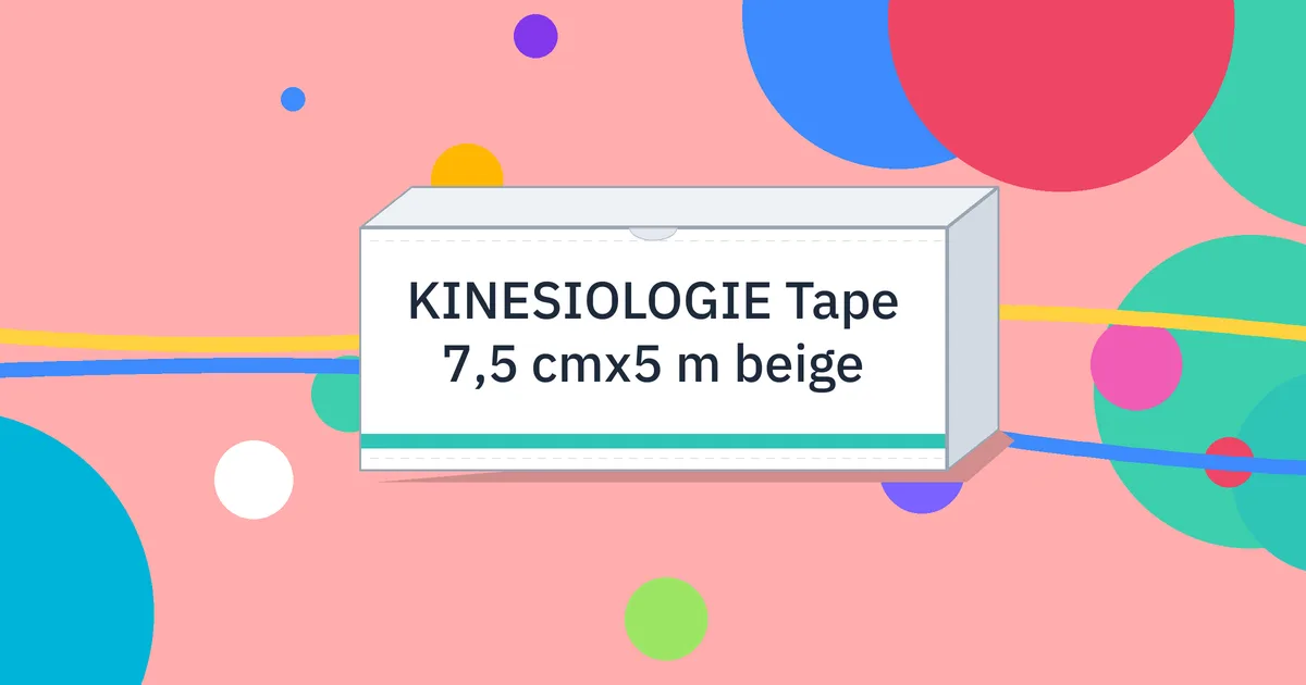 Symbolbild: Packung mit der Aufschrift KINESIOLOGIE Tape 7,5 cmx5 m beige (PZN 12479166) – Verfügbarkeit und Bezug in Apotheken in Frankfurt am Main