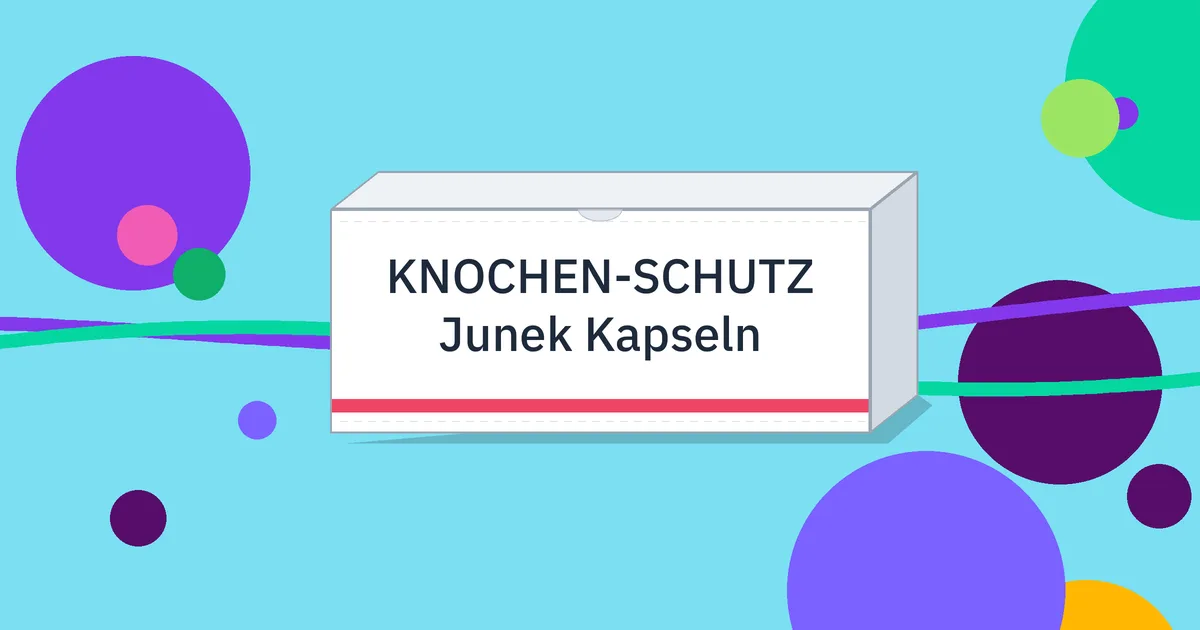 Symbolbild: Packung mit der Aufschrift KNOCHEN-SCHUTZ Junek Kapseln (PZN 11189443) – Verfügbarkeit und Bezug in Apotheken in Frankfurt am Main