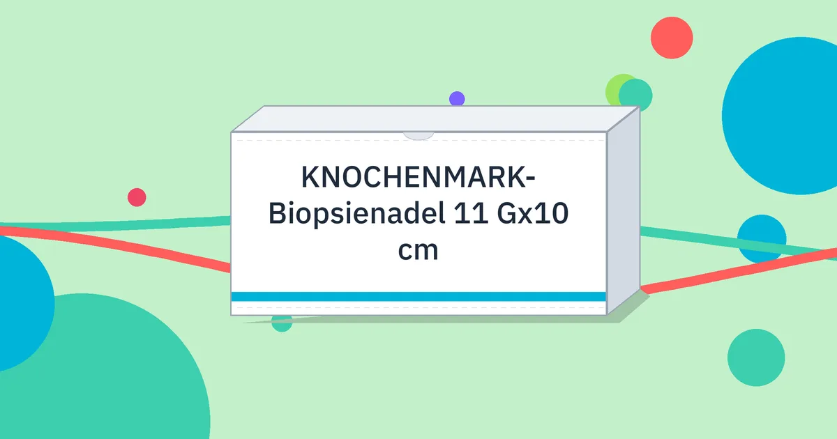 Symbolbild: Packung mit der Aufschrift KNOCHENMARK-Biopsienadel 11 Gx10 cm (PZN 19351825) – Verfügbarkeit und Bezug in Apotheken in Frankfurt am Main