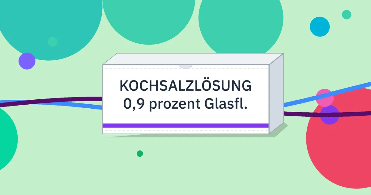 Symbolbild: Packung mit der Aufschrift KOCHSALZLÖSUNG 0,9 prozent Glasfl. (PZN 00584142) – Verfügbarkeit und Bezug in Apotheken in Frankfurt am Main