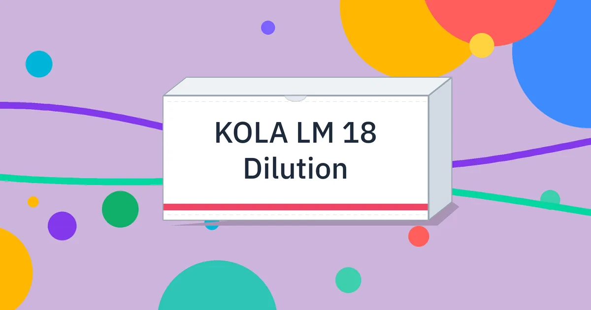Symbolbild: Packung mit der Aufschrift KOLA LM 18 Dilution (PZN 13519502) – Verfügbarkeit und Bezug in Apotheken in Frankfurt am Main