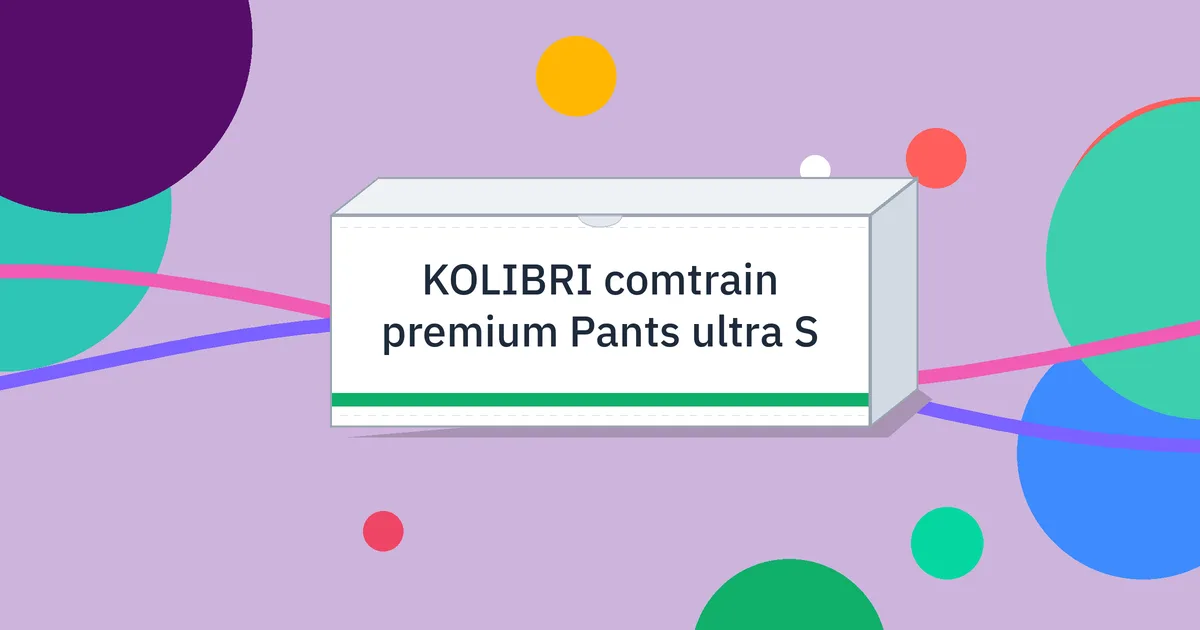Symbolbild: Packung mit der Aufschrift KOLIBRI comtrain premium Pants ultra S (PZN 15427537) – Verfügbarkeit und Bezug in Apotheken in Frankfurt am Main
