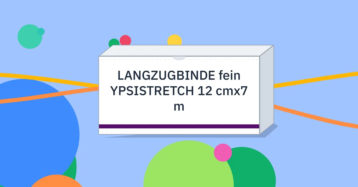 Symbolbild: Packung mit der Aufschrift LANGZUGBINDE fein YPSISTRETCH 12 cmx7 m (PZN 03989307) – Verfügbarkeit und Bezug in Apotheken in Frankfurt am Main