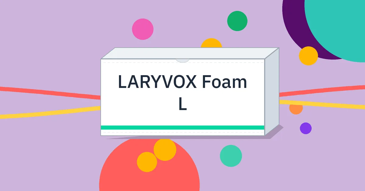 Symbolbild: Packung mit der Aufschrift LARYVOX Foam L (PZN 11659386) – Verfügbarkeit und Bezug in Apotheken in Frankfurt am Main