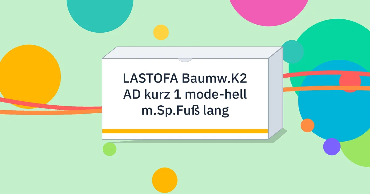 Symbolbild: Packung mit der Aufschrift LASTOFA Baumw.K2 AD kurz 1 mode-hell m.Sp.Fuß lang (PZN 01944909) – Verfügbarkeit und Bezug in Apotheken in Frankfurt am Main