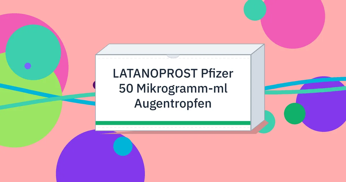 Symbolbild: Packung mit der Aufschrift LATANOPROST Pfizer 50 Mikrogramm-ml Augentropfen (PZN 09097277) – Verfügbarkeit und Bezug in Apotheken in Frankfurt am Main