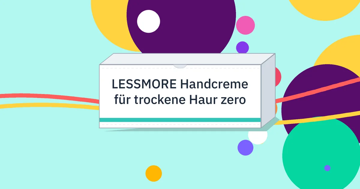 Symbolbild: Packung mit der Aufschrift LESSMORE Handcreme für trockene Haur zero (PZN 19149785) – Verfügbarkeit und Bezug in Apotheken in Frankfurt am Main