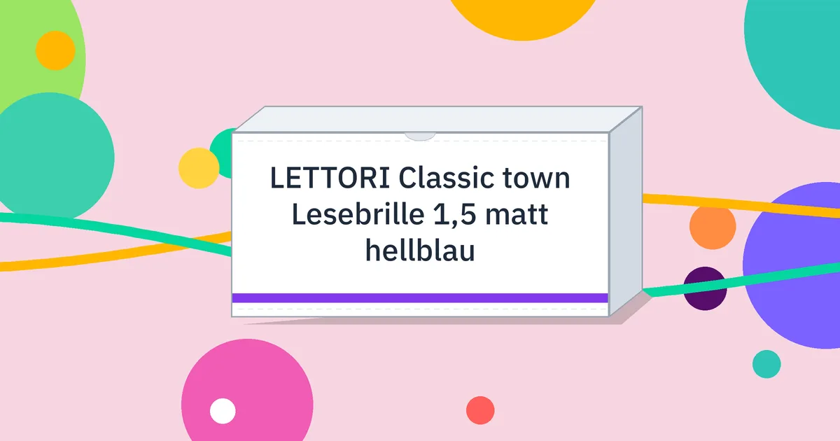 Symbolbild: Packung mit der Aufschrift LETTORI Classic town Lesebrille 1,5 matt hellblau (PZN 11057670) – Verfügbarkeit und Bezug in Apotheken in Frankfurt am Main