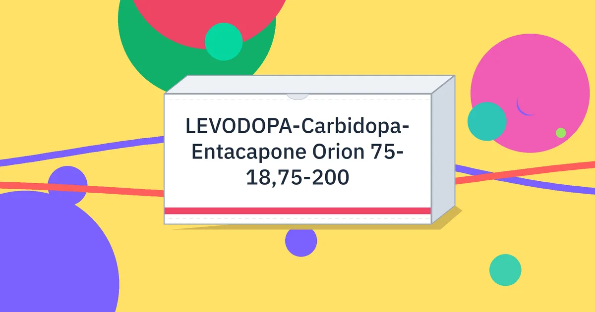 Symbolbild: Packung mit der Aufschrift LEVODOPA-Carbidopa-Entacapone Orion 75-18,75-200 (PZN 10057231) – Verfügbarkeit und Bezug in Apotheken in Frankfurt am Main