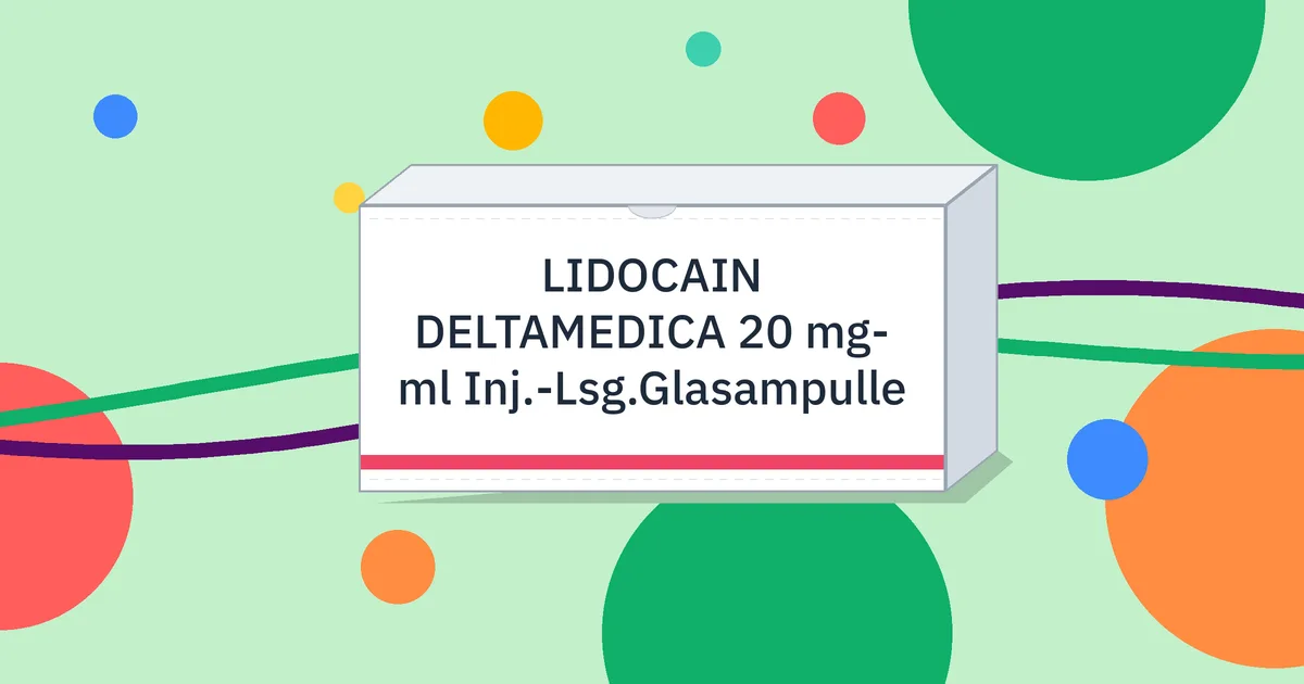 Symbolbild: Packung mit der Aufschrift LIDOCAIN DELTAMEDICA 20 mg-ml Inj.-Lsg.Glasampulle (PZN 09220312) – Verfügbarkeit und Bezug in Apotheken in Frankfurt am Main