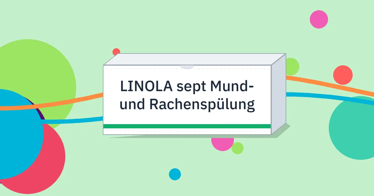 Symbolbild: Packung mit der Aufschrift LINOLA sept Mund- und Rachenspülung (PZN 17938153) – Verfügbarkeit und Bezug in Apotheken in Frankfurt am Main