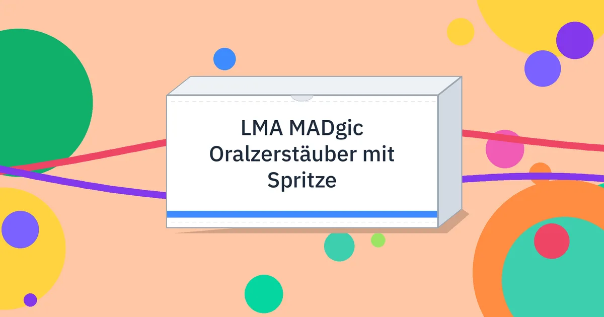 Symbolbild: Packung mit der Aufschrift LMA MADgic Oralzerstäuber mit Spritze (PZN 10080879) – Verfügbarkeit und Bezug in Apotheken in Frankfurt am Main