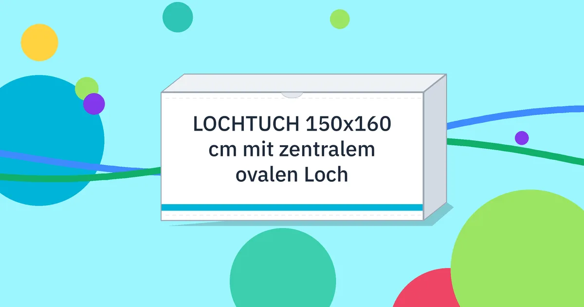 Symbolbild: Packung mit der Aufschrift LOCHTUCH 150x160 cm mit zentralem ovalen Loch (PZN 09513994) – Verfügbarkeit und Bezug in Apotheken in Frankfurt am Main