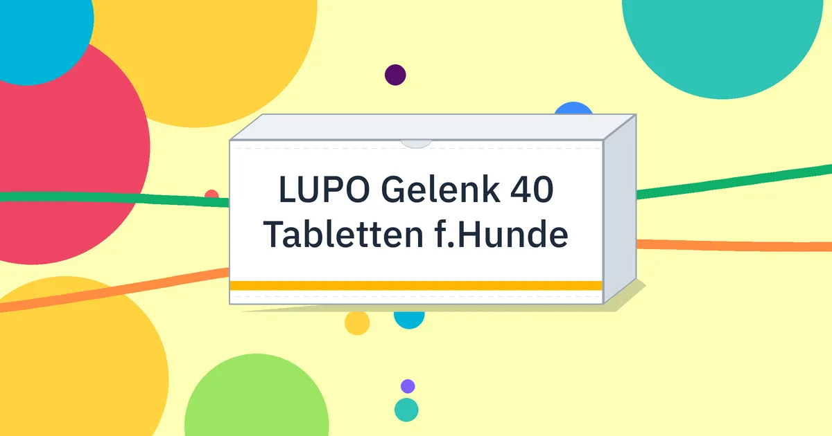Symbolbild: Packung mit der Aufschrift LUPO Gelenk 40 Tabletten f.Hunde (PZN 19252046) – Verfügbarkeit und Bezug in Apotheken in Frankfurt am Main