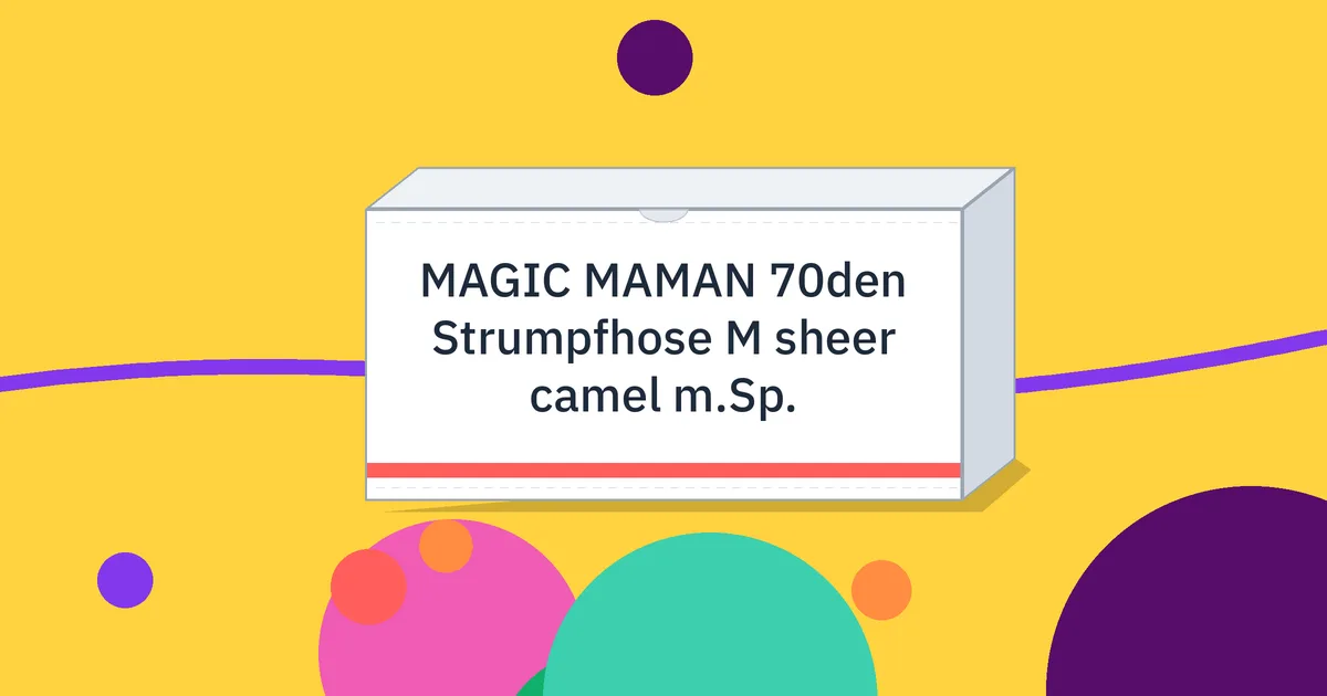Symbolbild: Packung mit der Aufschrift MAGIC MAMAN 70den Strumpfhose M sheer camel m.Sp. (PZN 16190540) – Verfügbarkeit und Bezug in Apotheken in Frankfurt am Main