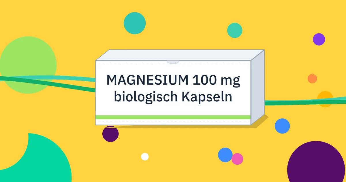 Symbolbild: Packung mit der Aufschrift MAGNESIUM 100 mg biologisch Kapseln (PZN 19480882) – Verfügbarkeit und Bezug in Apotheken in Frankfurt am Main