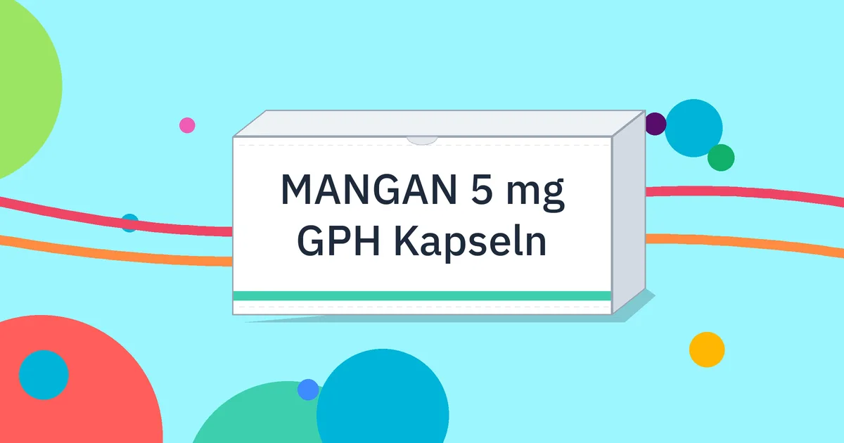 Symbolbild: Packung mit der Aufschrift MANGAN 5 mg GPH Kapseln (PZN 03508408) – Verfügbarkeit und Bezug in Apotheken in Frankfurt am Main