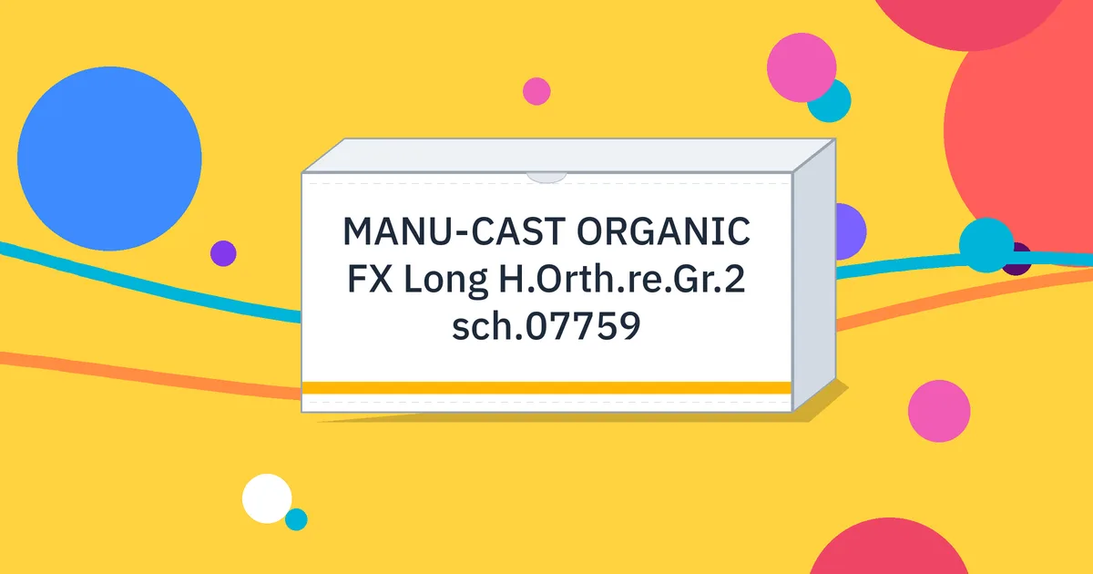Symbolbild: Packung mit der Aufschrift MANU-CAST ORGANIC FX Long H.Orth.re.Gr.2 sch.07759 (PZN 20308898) – Verfügbarkeit und Bezug in Apotheken in Frankfurt am Main