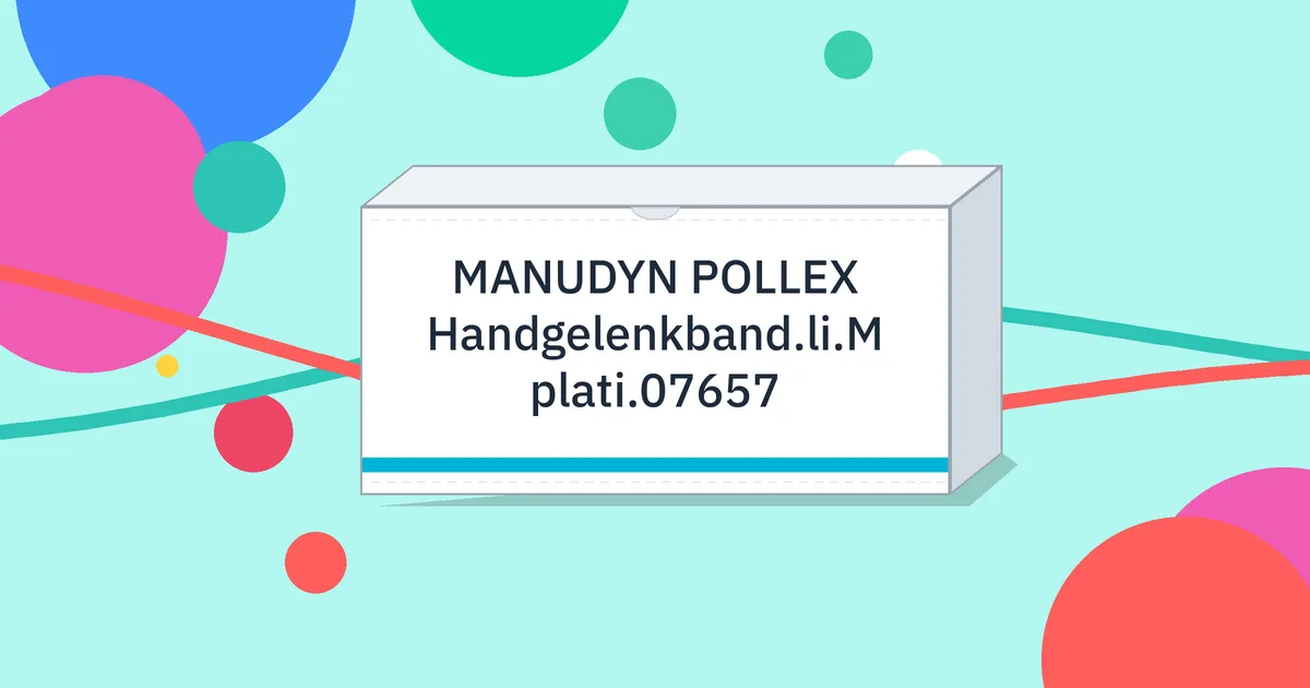 Symbolbild: Packung mit der Aufschrift MANUDYN POLLEX Handgelenkband.li.M plati.07657 (PZN 13986149) – Verfügbarkeit und Bezug in Apotheken in Frankfurt am Main