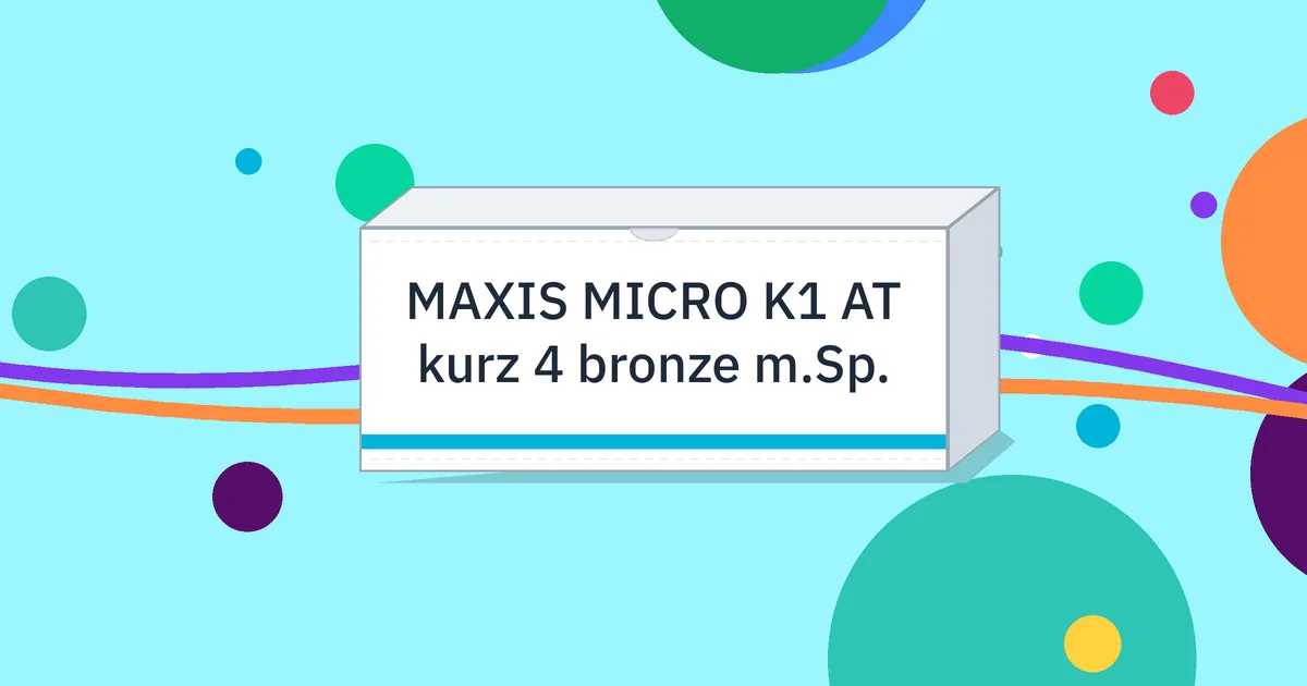 Symbolbild: Packung mit der Aufschrift MAXIS MICRO K1 AT kurz 4 bronze m.Sp. (PZN 17671572) – Verfügbarkeit und Bezug in Apotheken in Frankfurt am Main