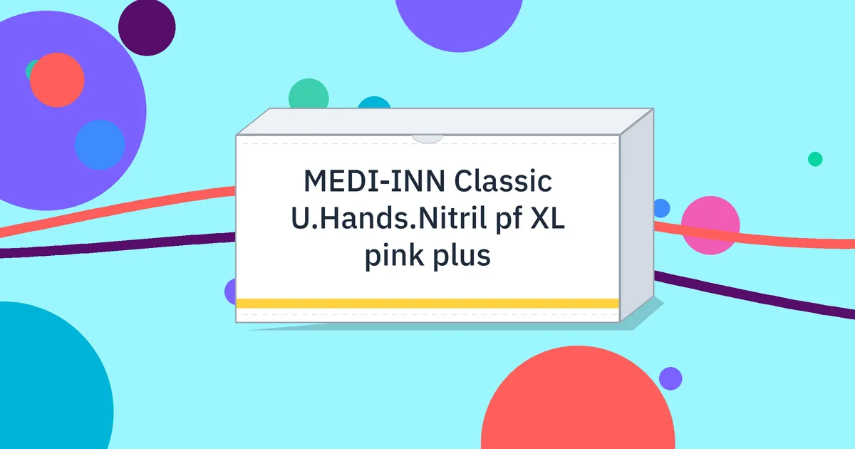 Symbolbild: Packung mit der Aufschrift MEDI-INN Classic U.Hands.Nitril pf XL pink plus (PZN 18444832) – Verfügbarkeit und Bezug in Apotheken in Frankfurt am Main