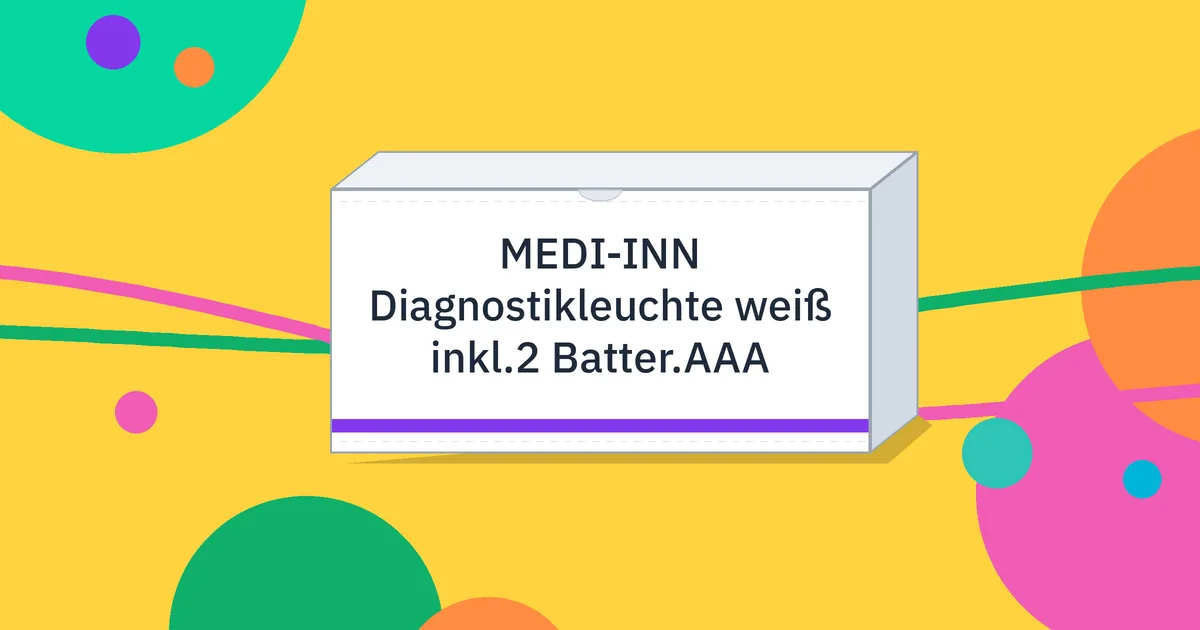 Symbolbild: Packung mit der Aufschrift MEDI-INN Diagnostikleuchte weiß inkl.2 Batter.AAA (PZN 04711287) – Verfügbarkeit und Bezug in Apotheken in Frankfurt am Main