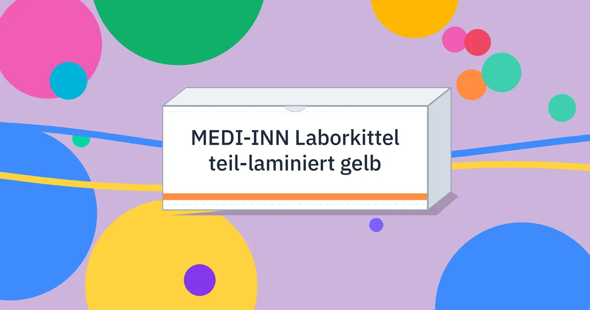 Symbolbild: Packung mit der Aufschrift MEDI-INN Laborkittel teil-laminiert gelb (PZN 10333180) – Verfügbarkeit und Bezug in Apotheken in Frankfurt am Main