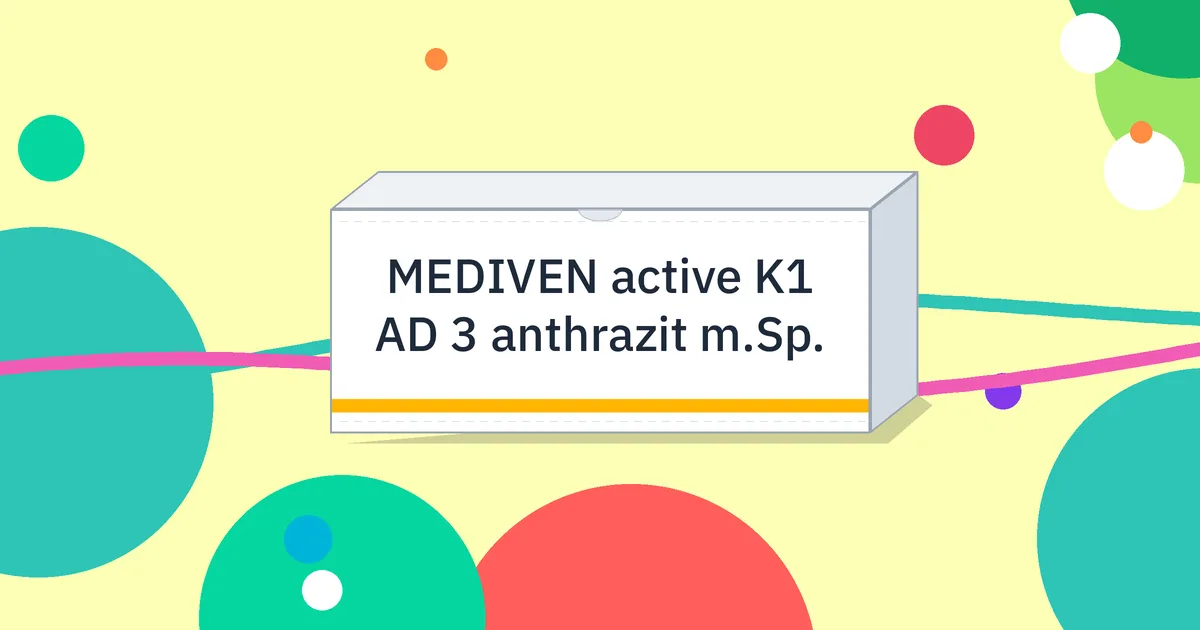 Symbolbild: Packung mit der Aufschrift MEDIVEN active K1 AD 3 anthrazit m.Sp. (PZN 14552973) – Verfügbarkeit und Bezug in Apotheken in Frankfurt am Main