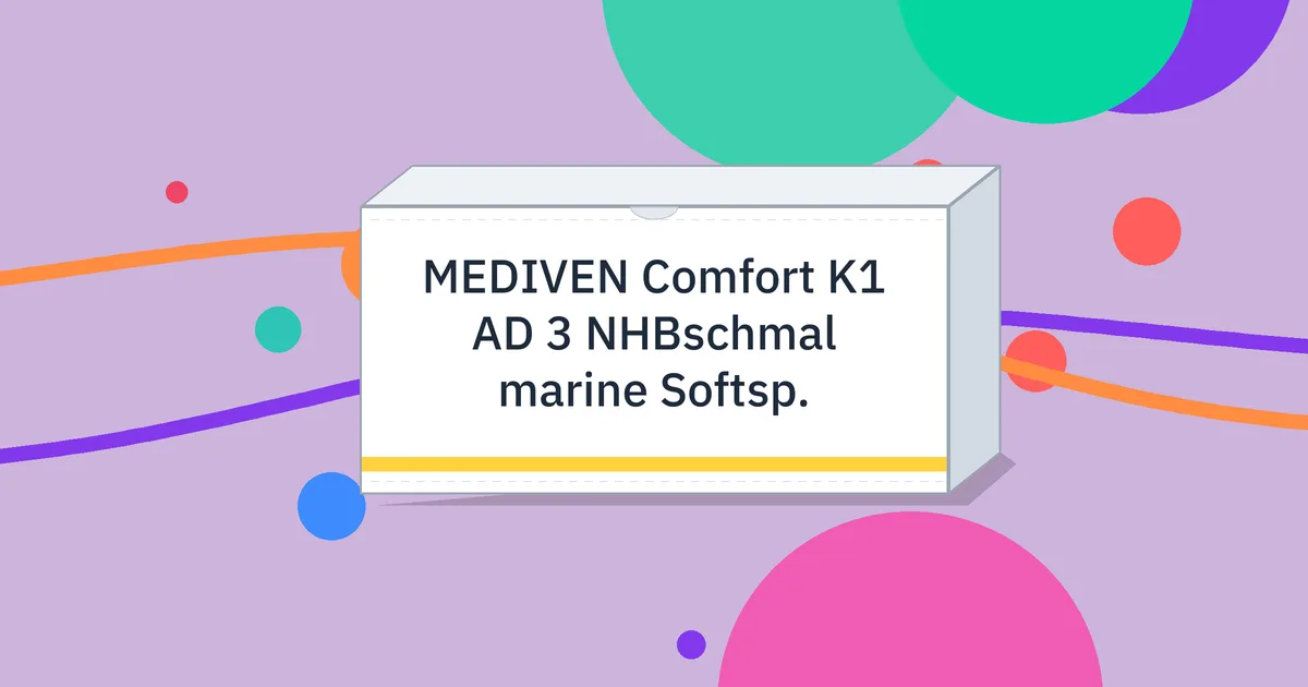 Symbolbild: Packung mit der Aufschrift MEDIVEN Comfort K1 AD 3 NHBschmal marine Softsp. (PZN 14562345) – Verfügbarkeit und Bezug in Apotheken in Frankfurt am Main