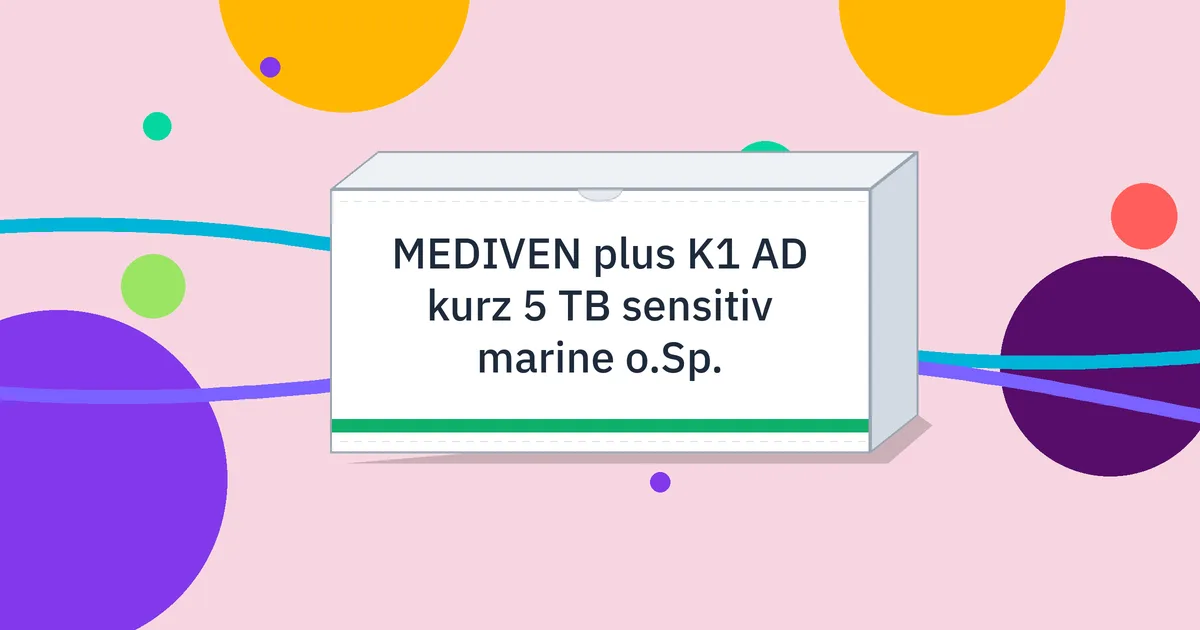 Symbolbild: Packung mit der Aufschrift MEDIVEN plus K1 AD kurz 5 TB sensitiv marine o.Sp. (PZN 15052764) – Verfügbarkeit und Bezug in Apotheken in Frankfurt am Main