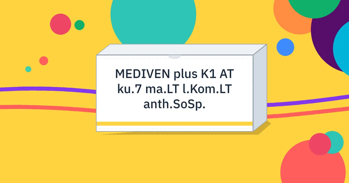 Symbolbild: Packung mit der Aufschrift MEDIVEN plus K1 AT ku.7 ma.LT l.Kom.LT anth.SoSp. (PZN 15071649) – Verfügbarkeit und Bezug in Apotheken in Frankfurt am Main