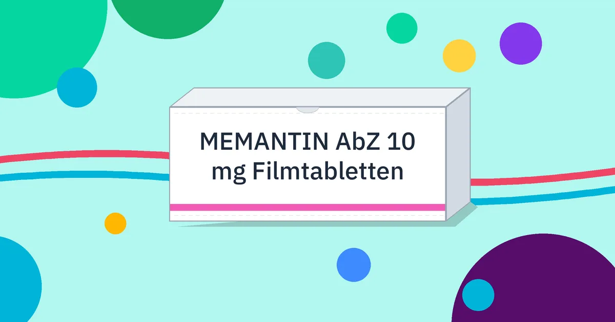 Symbolbild: Packung mit der Aufschrift MEMANTIN AbZ 10 mg Filmtabletten (PZN 09929714) – Verfügbarkeit und Bezug in Apotheken in Frankfurt am Main