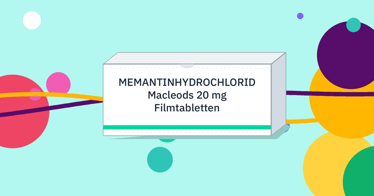 Symbolbild: Packung mit der Aufschrift MEMANTINHYDROCHLORID Macleods 20 mg Filmtabletten (PZN 18439417) – Verfügbarkeit und Bezug in Apotheken in Frankfurt am Main