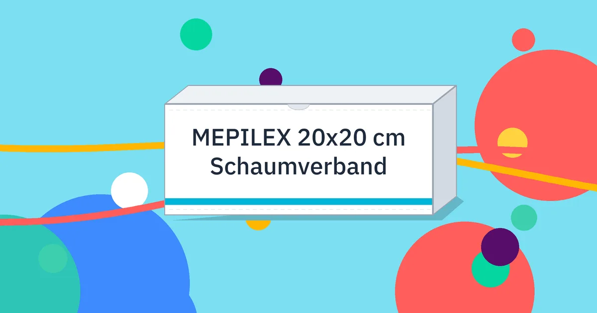 Symbolbild: Packung mit der Aufschrift MEPILEX 20x20 cm Schaumverband (PZN 11647414) – Verfügbarkeit und Bezug in Apotheken in Frankfurt am Main