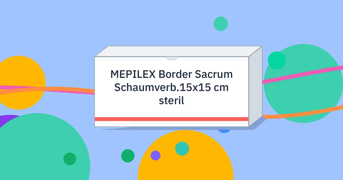Symbolbild: Packung mit der Aufschrift MEPILEX Border Sacrum Schaumverb.15x15 cm steril (PZN 17604564) – Verfügbarkeit und Bezug in Apotheken in Frankfurt am Main