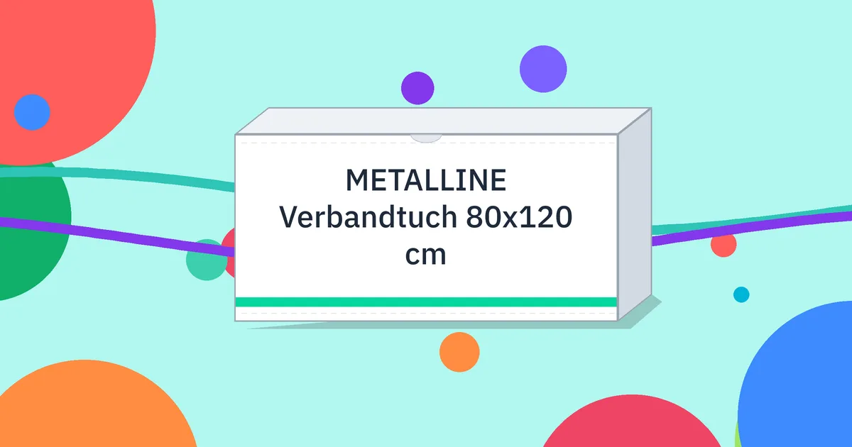 Symbolbild: Packung mit der Aufschrift METALLINE Verbandtuch 80x120 cm (PZN 00635313) – Verfügbarkeit und Bezug in Apotheken in Frankfurt am Main