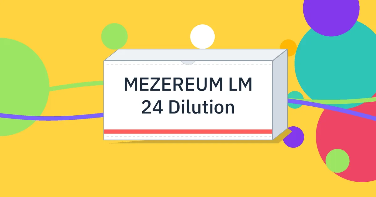 Symbolbild: Packung mit der Aufschrift MEZEREUM LM 24 Dilution (PZN 12956324) – Verfügbarkeit und Bezug in Apotheken in Frankfurt am Main