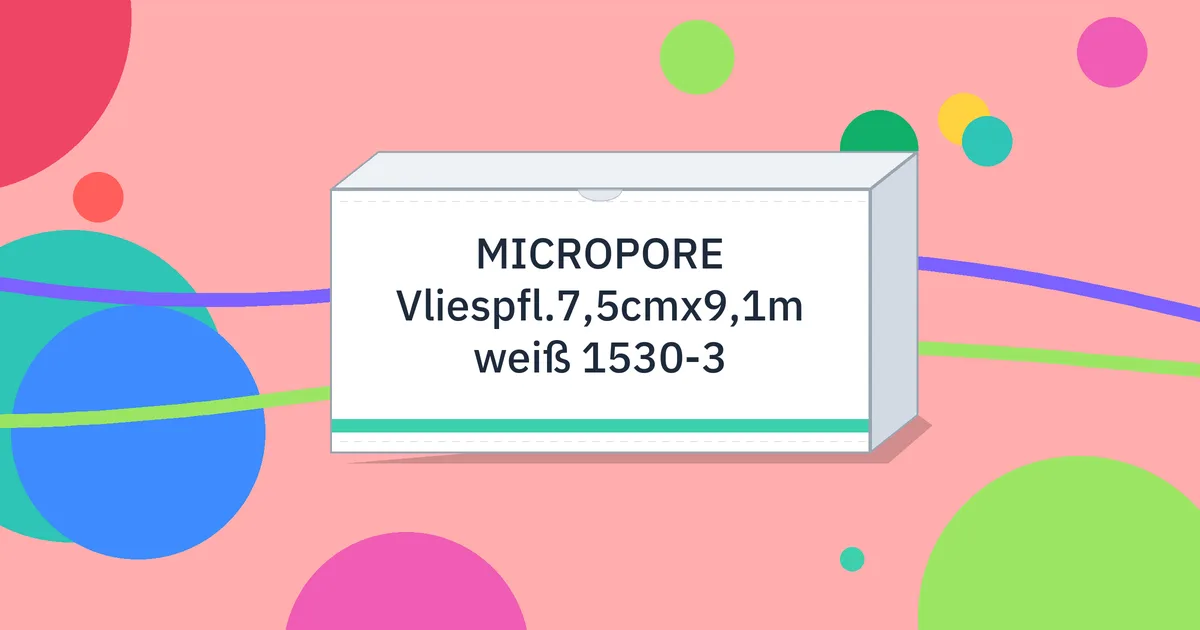Symbolbild: Packung mit der Aufschrift MICROPORE Vliespfl.7,5cmx9,1m weiß 1530-3 (PZN 12394240) – Verfügbarkeit und Bezug in Apotheken in Frankfurt am Main